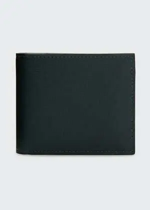 VALEXTRA Leather V-cut Bifold Wallet Verde