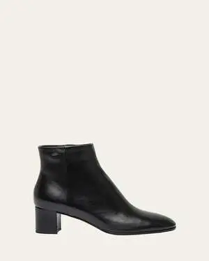 Santoni Halfrida Nappa Zip Ankle Booties - Black