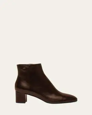 Santoni Halfrida Nappa Zip Ankle Booties - Dark Brown