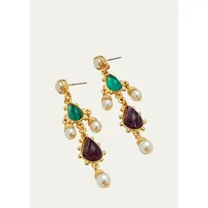 BEN-AMUN Stone And Pearl Earrings