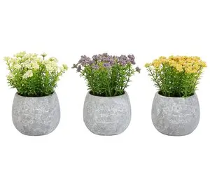 PURE GARDEN 3-piece Assorted Lifelike Faux Flow Er Arrangement - One-color