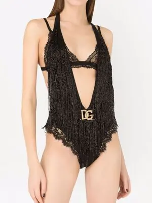Dolce & Gabbana Logo-tag Fringed Swimsuit