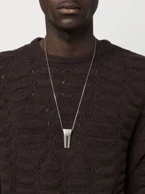 Rick Owens Strobe Open Trunk Charm Necklace In Silver - 40% Off
