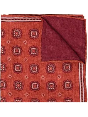 Brunello Cucinelli Geometric-print Pocket Square - Red