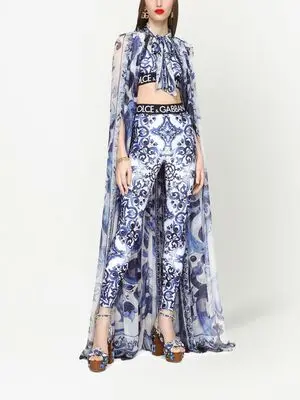 Dolce & Gabbana Majolica-print Cropped Top - Blue