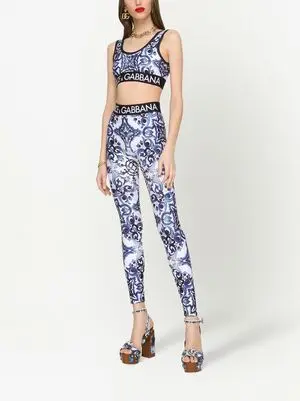 Dolce & Gabbana Majolica-print Cropped Top - Blue