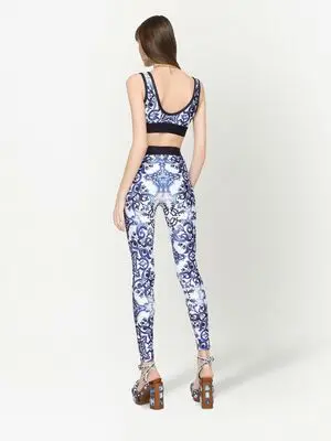 Dolce & Gabbana Majolica-print Cropped Top - Blue