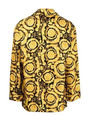 Versace Barocco Silk Pajama Top - Black