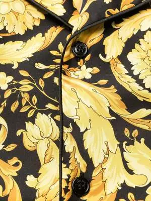 Versace Barocco Silk Pajama Top - Black