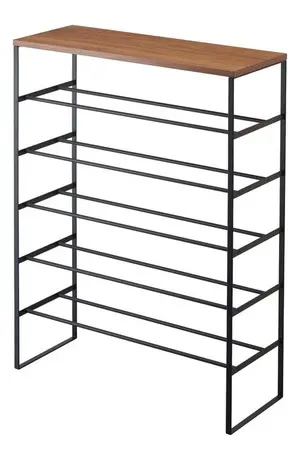 YAMAZAKI 6-tier Wood Top Shoe Rack - Black