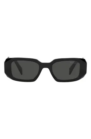 Prada Prada 51mm Rectangular Sunglasses Black/ Dark Grey