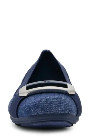 Anne Klein Geometric Buckle Flat - Denim