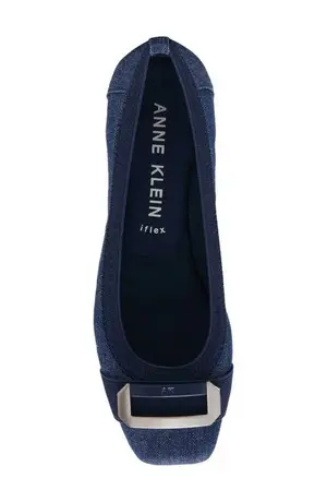 Anne Klein Geometric Buckle Flat - Denim