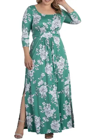KIYONNA Maya Knit Maxi Dress - Seaglass Blooms