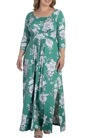 KIYONNA Maya Knit Maxi Dress - Seaglass Blooms
