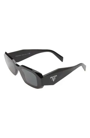 Prada Runway Rectangular Sunglasses - Black/ Dark Grey