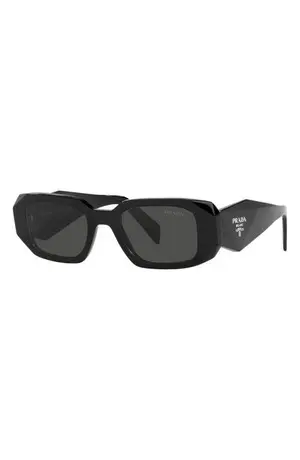 Prada Runway Rectangular Sunglasses - Black/ Dark Grey