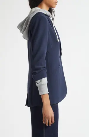 Cinq À Sept Hooded Khloe Jacket - Navy/heather Grey