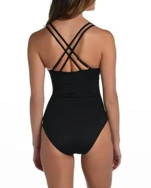 La Blanca La Blanca Lace-Up One-Piece Swimsuit Black
