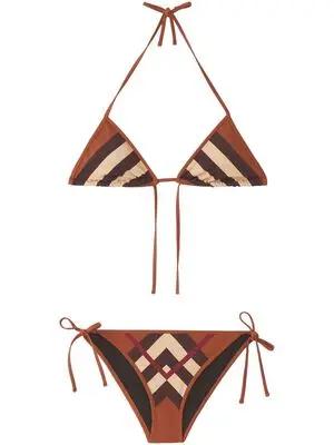 Burberry Chevron Check Triangle Bikini - Brown