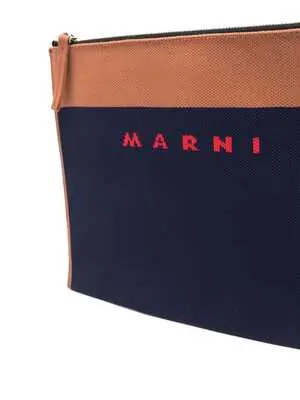 Marni Logo Print Clutch - Blue