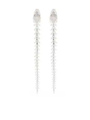 SHAUN LEANE Serpent Trace Diamond Drop Earrings - Silver