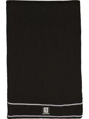 Balmain Logo-patch Ribbed Scarf