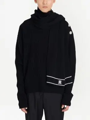 Balmain Logo-patch Ribbed Scarf