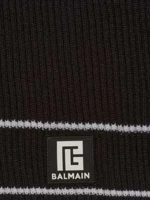 Balmain Logo-patch Ribbed Scarf