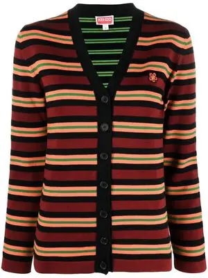 Kenzo Boke Flower Striped Cardigan - Red