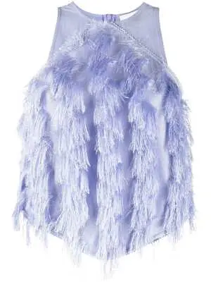 GANNI Fringe-detail Sleeveless Top