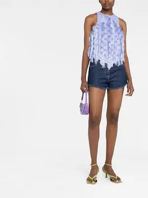 GANNI Fringe-detail Sleeveless Top