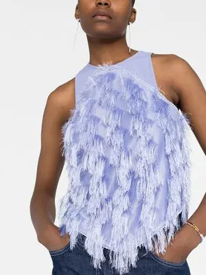 GANNI Fringe-detail Sleeveless Top