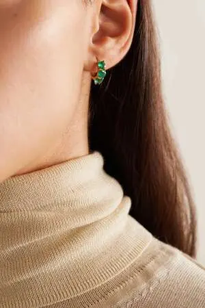 Ileana Makri 18-karat Emerald Hoop Earrings
