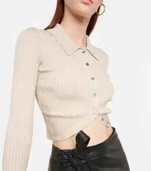 Simkhai Sol Ribbed-knit Crop Cardigan
