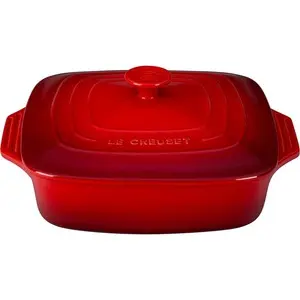 LE CREUSET 2 3/4 Quart Covered Square Stoneware Casserole - Cherry