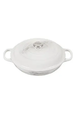 LE CREUSET Signature 3.5-quart Enameled Cast Iron Braiser - White Marble