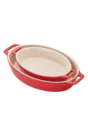 STAUB 2-piece Enameled Ceramic Oval Baking Dishes - Cherry