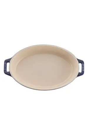 STAUB 2-piece Enameled Ceramic Oval Baking Dishes - Dark Blue