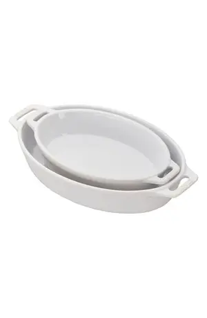 STAUB 2-piece Enameled Ceramic Oval Baking Dishes - White