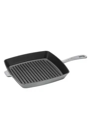STAUB 12-inch Enameled Cast Iron Square Grill Pan - Graphite