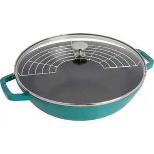 STAUB 4.5-quart Enameled Cast Iron Perfect Pan Turquoise