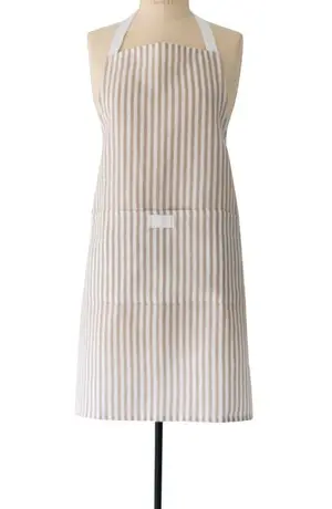 HEIRLOOMED COLLECTION Bistro Linen Apron Oatmeal Stripe