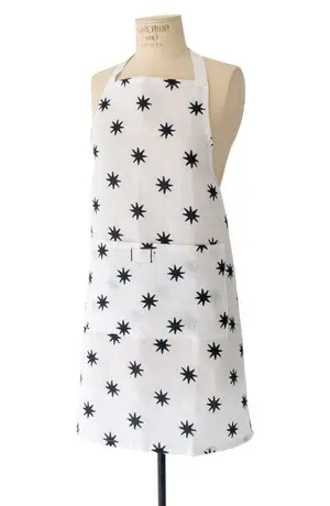 HEIRLOOMED COLLECTION Bistro Linen Apron White/ Navy Star