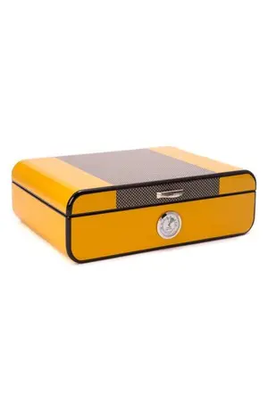 BEY-BERK Cedar Cigar Humidor - Yellow