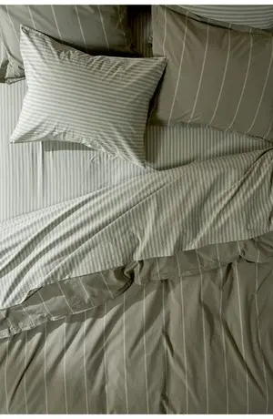 PARACHUTE Percale Fitted Sheet - Moss Stripe