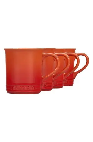 LE CREUSET Set Of Four 14-ounce Stoneware Mugs - Flame