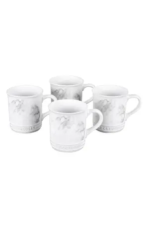 LE CREUSET Set Of Four 14-ounce Stoneware Mugs White Marble