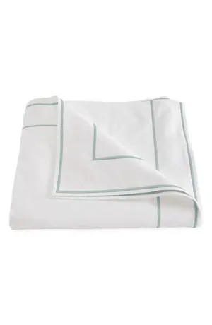 MATOUK Ansonia Cotton Percale Duvet Cover White/ Jade