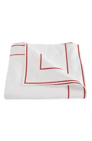 MATOUK Ansonia Cotton Percale Duvet Cover White/ Red